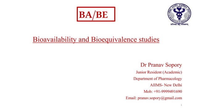 Bioavailability and Bioequivalence Studies | PPTX | Pharmaceutical ...