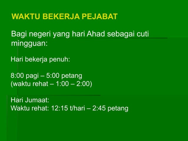 PERINTAH AM BAB G : Waktu bekerja & lebih masa | PPTX