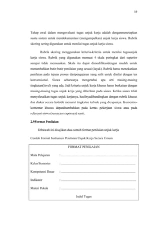 Penilaian Unjuk Kerja Siswa | DOCX