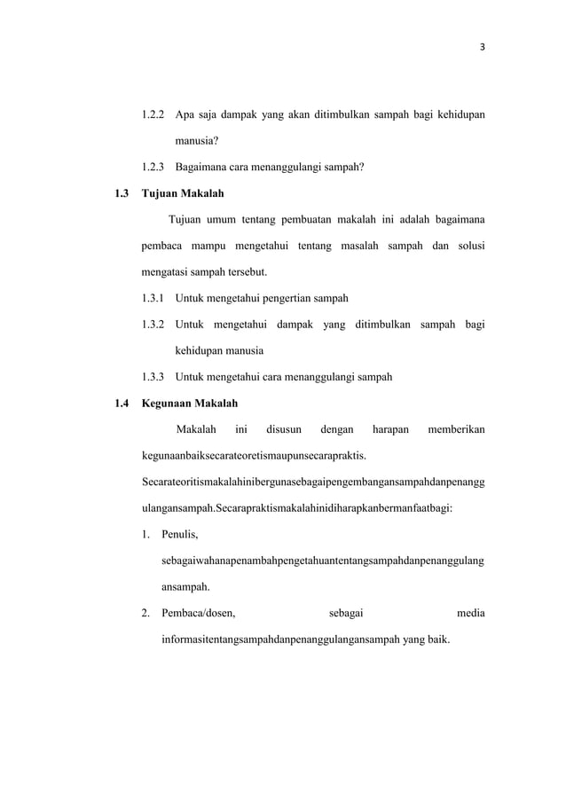 makalah tentang sampah dan penanggulangannya | DOCX