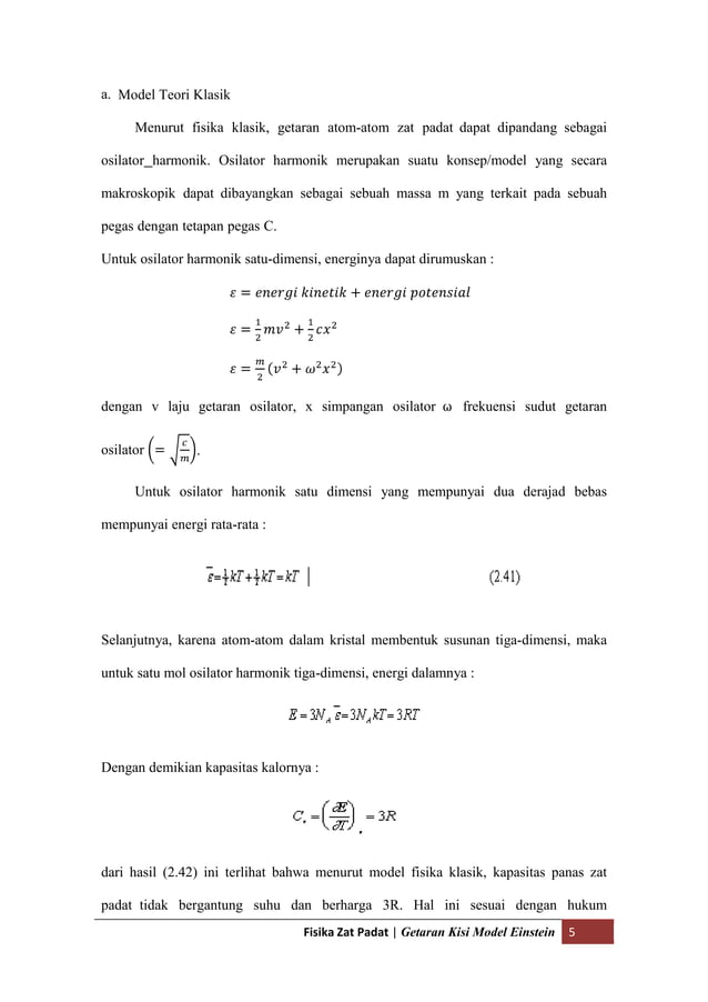 Fisika Zat Padat "Model Einstein" | DOCX