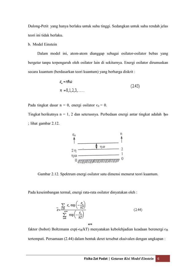 Fisika Zat Padat "Model Einstein" | DOCX