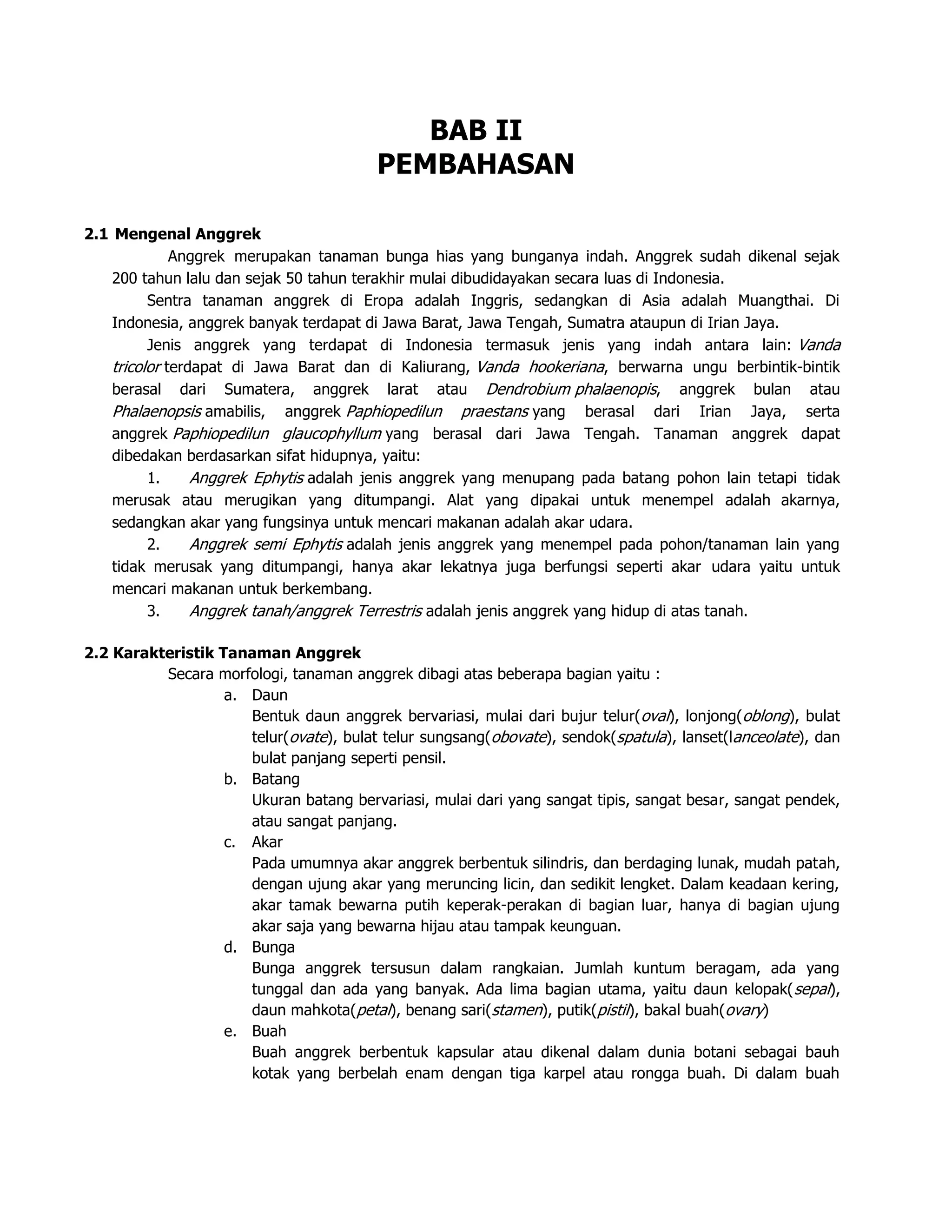 Contoh Makalah ( Makalah anggrek) | DOCX
