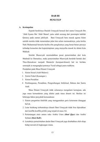 Sejarah Peradaban Islam (Masa Dinasti Umayyah) | DOCX