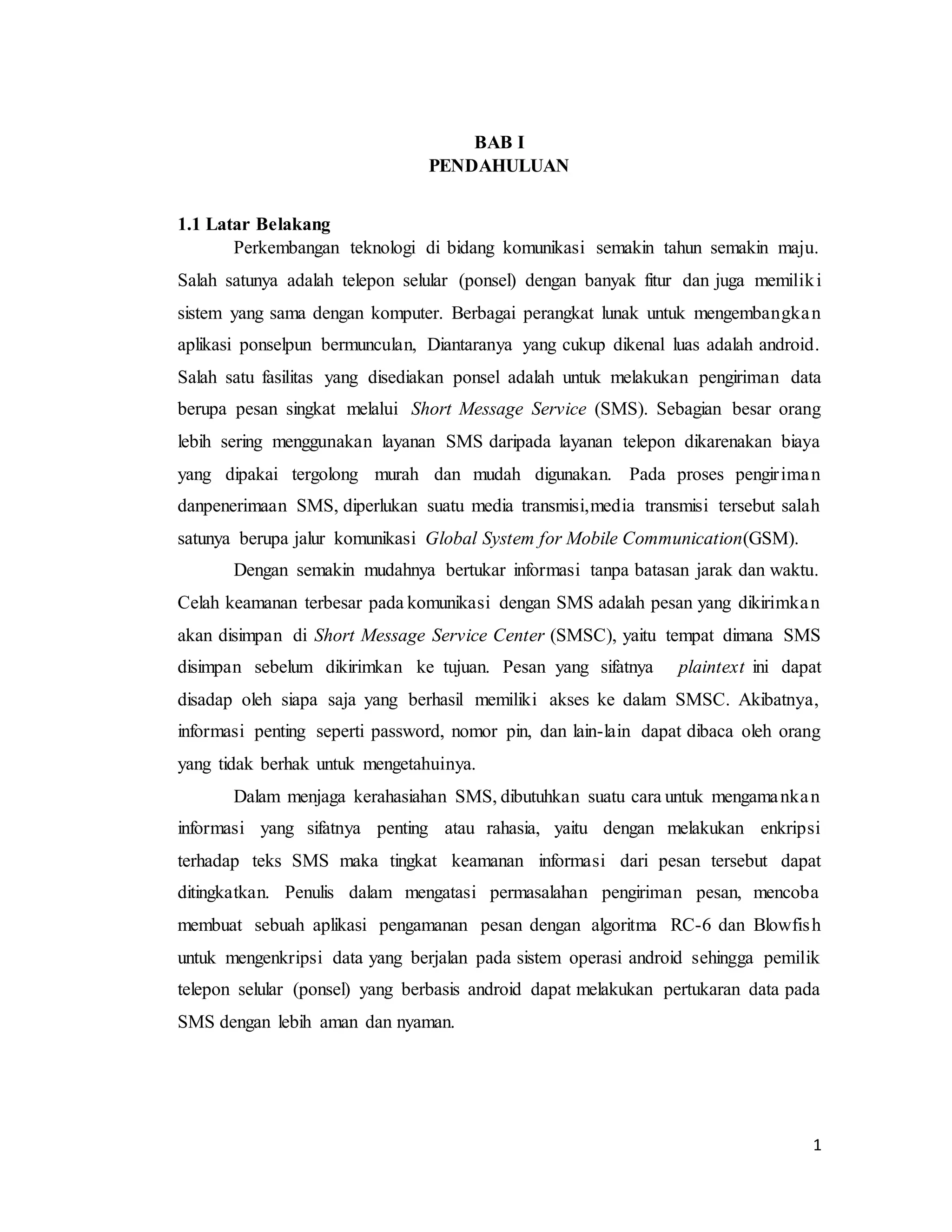 Bab i Proposal Perancangan Aplikasi Secure Massage Berbasis Android ...