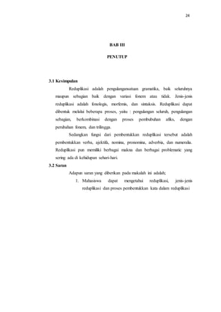 Morfologi Reduplikasi Kata | DOCX