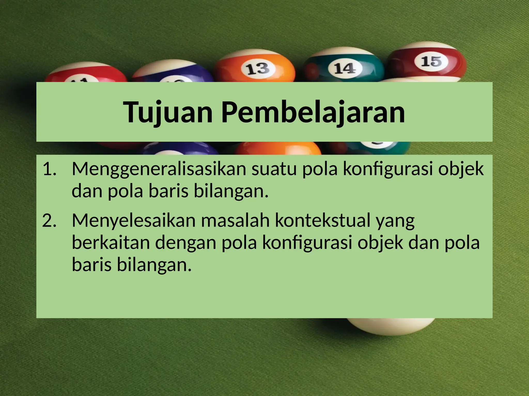 konfigurasi objek dan pola bilangan kelas VIII | PPTX