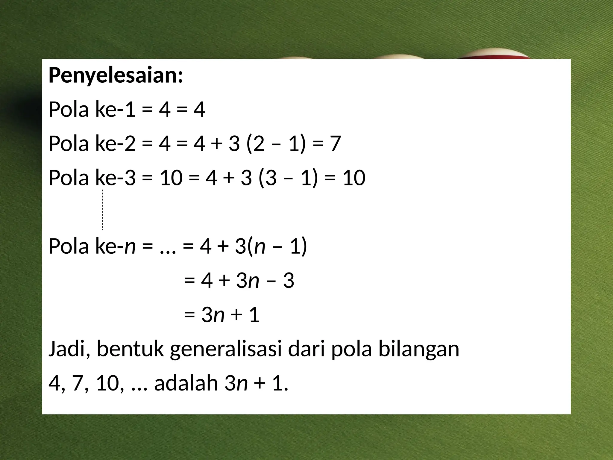 konfigurasi objek dan pola bilangan kelas VIII | PPTX