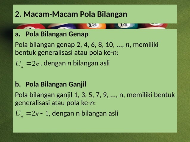 konfigurasi objek dan pola bilangan kelas VIII | PPTX