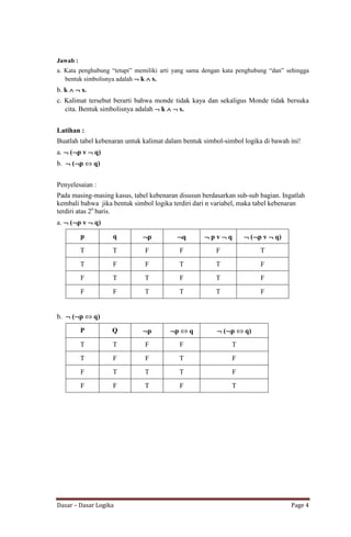 Bab i. dasar dasar logika | PDF