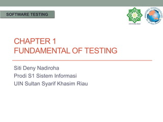 Chapter 1 Fundamental of Testing | PPTX | Technology & Computing