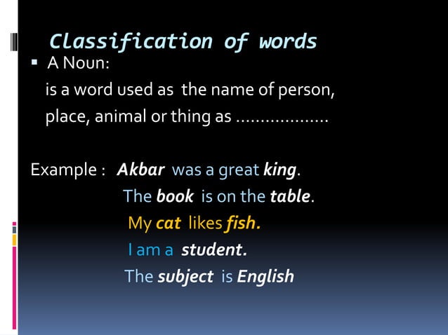 classification of words by Pa. Said | PPT