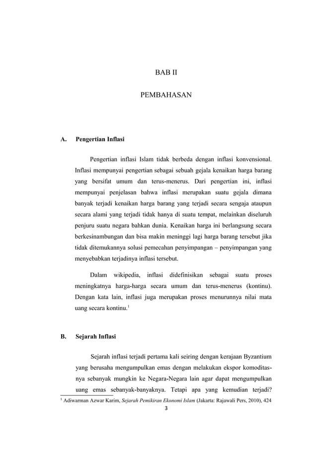 Makalah Inflasi dalam Perspektif Islam BAB II | PDF