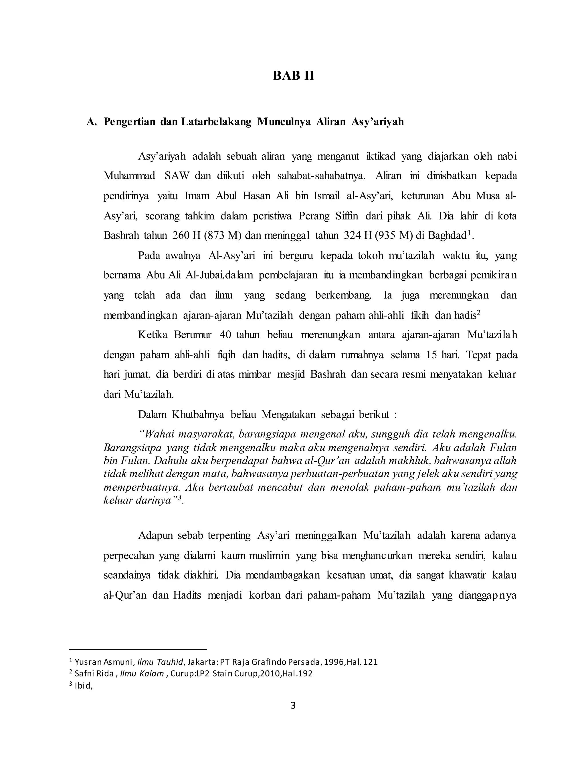 Aliran Asy'ariah | DOCX