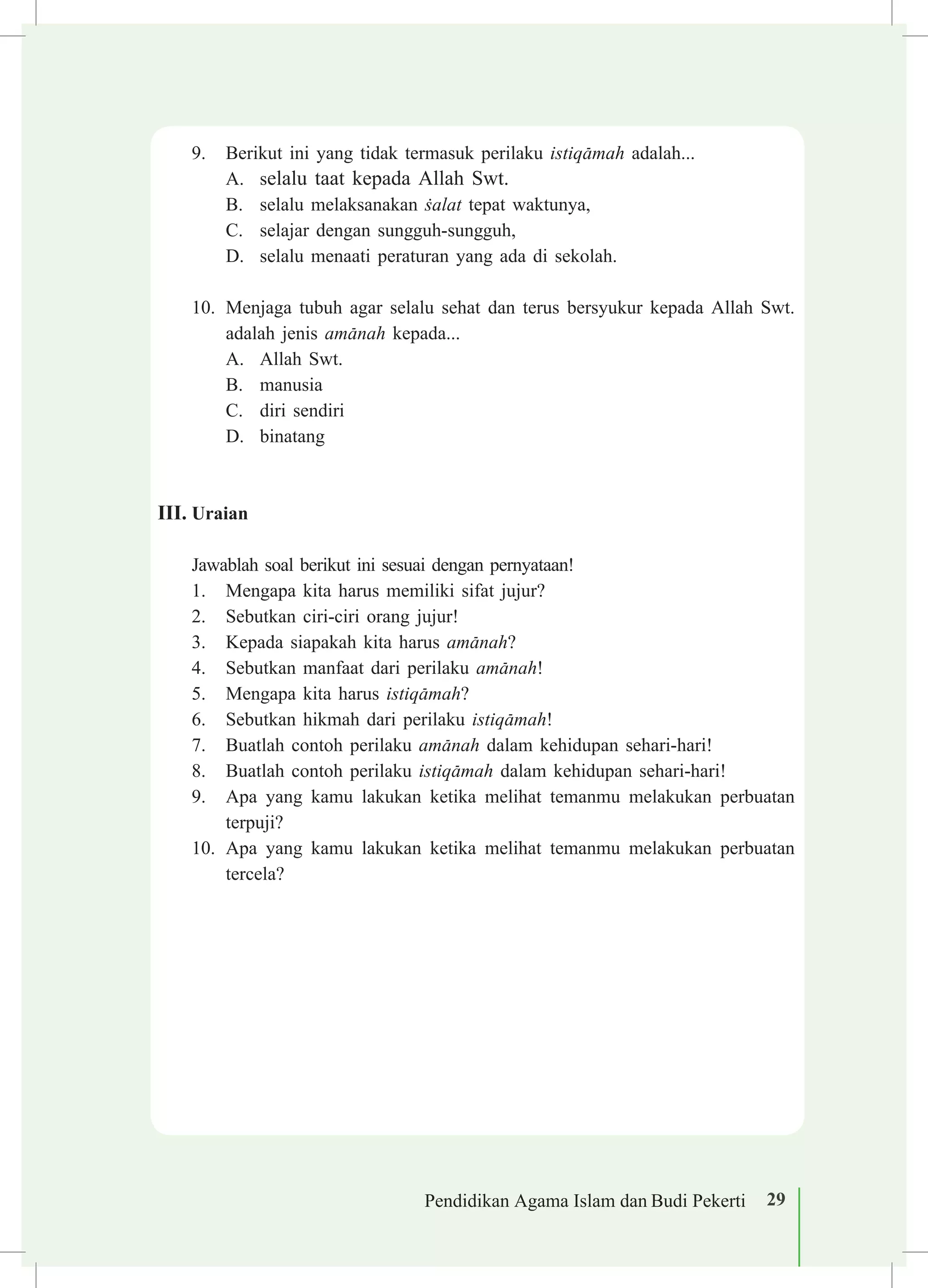 Materi PAI Kelas 7 Bab II | PDF