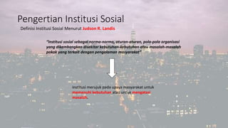 Institusi sosial - Sosiologi | PPTX