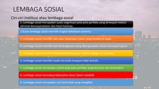 Institusi sosial - Sosiologi | PPTX