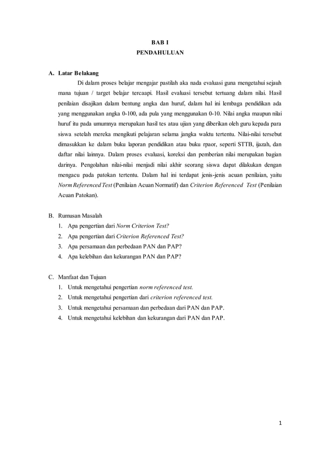 Norm Reference Test and Criterion Referenced Test | DOCX