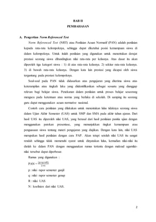 Norm Reference Test and Criterion Referenced Test | DOCX