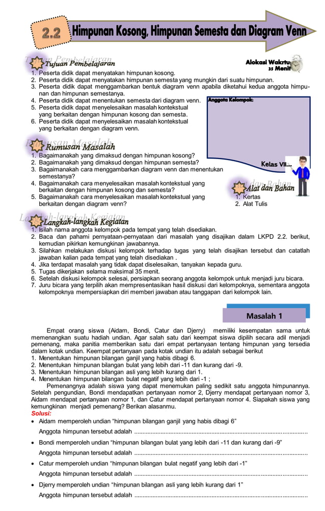 Bab ii 2. himpunan kosong, himpunan semesta dan diagram venn | PDF