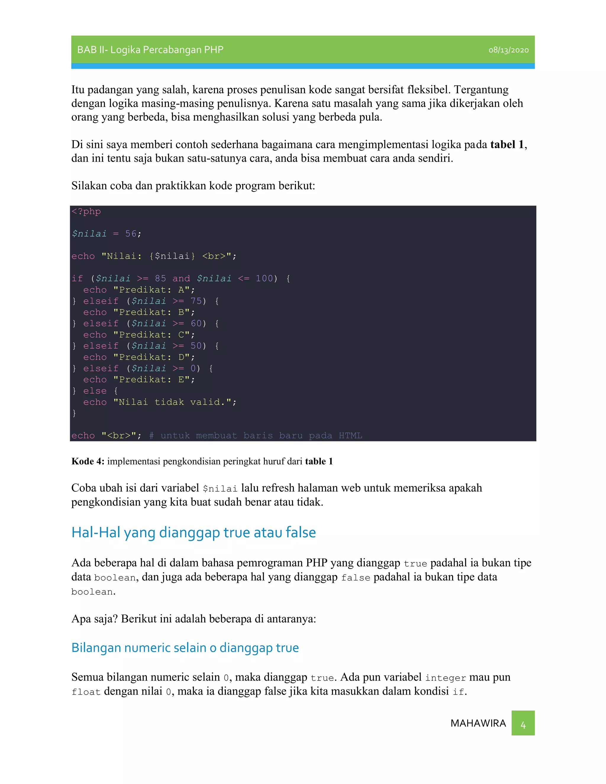 Bab II - Pernyataan Kondisi Bercabang | PDF