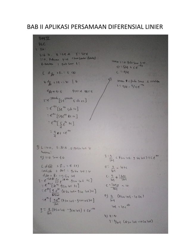 Bab ii aplikasi persamaan diferensial linier | PDF