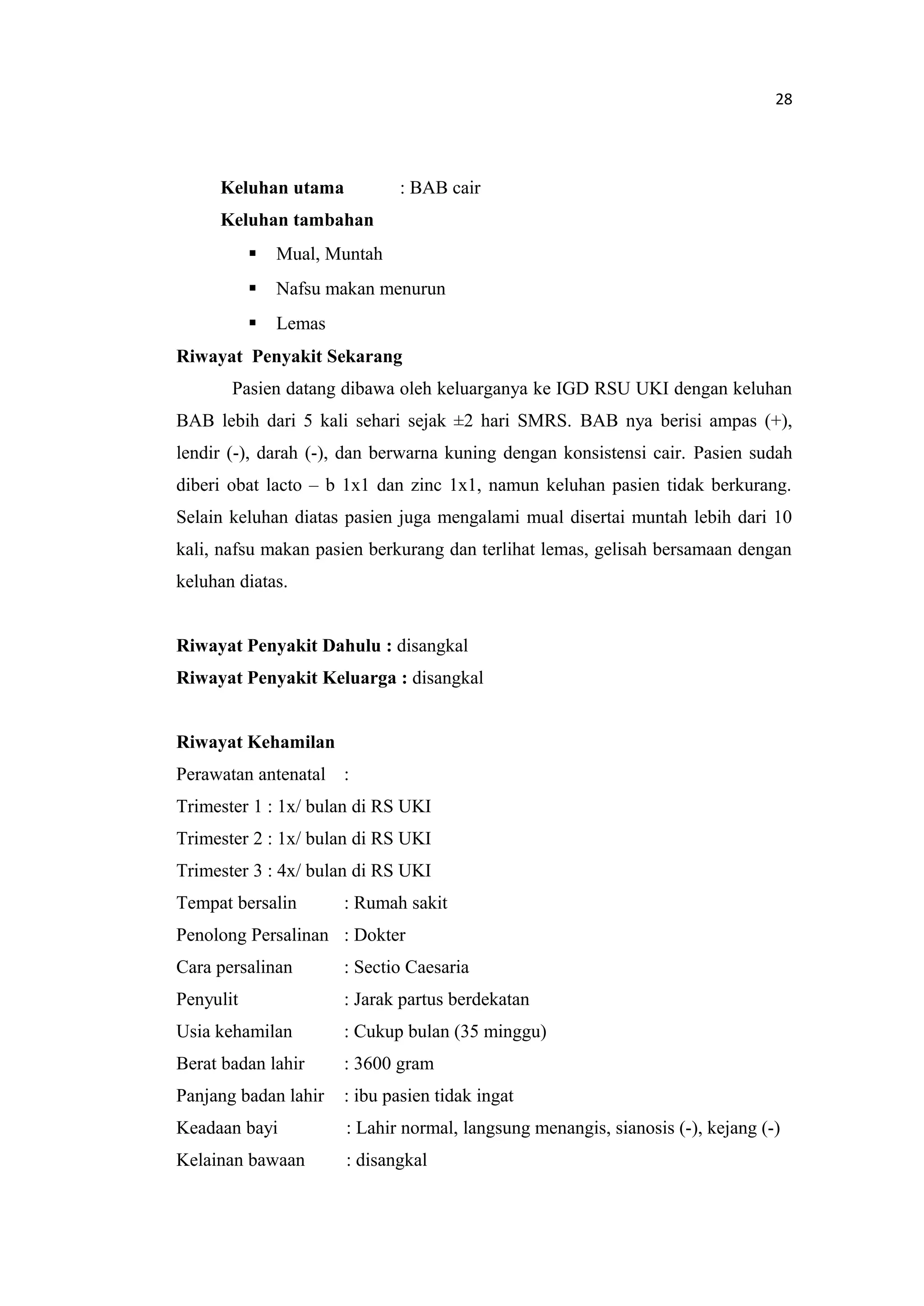 BAB II Case Report diare Akut Dehidrasi Ringan Sedang | DOC