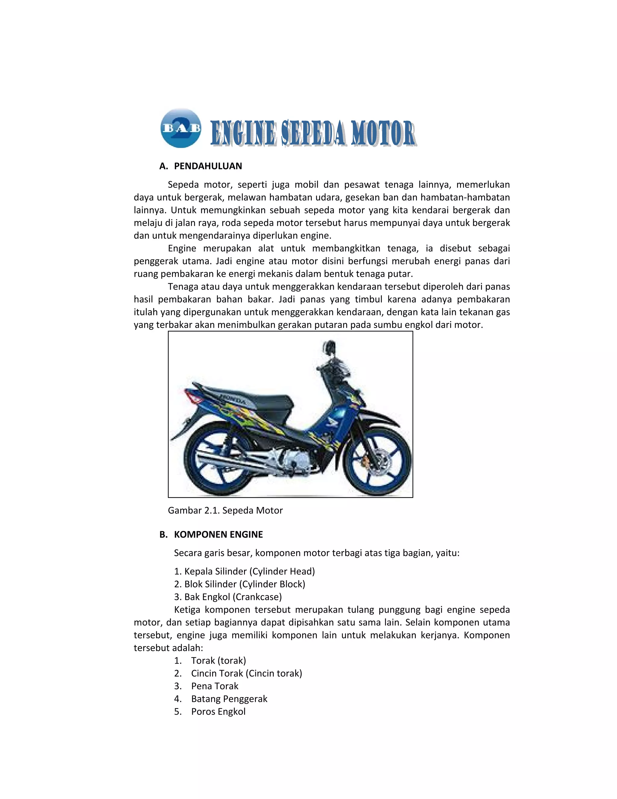 Bab ii engine sepeda motor | PDF