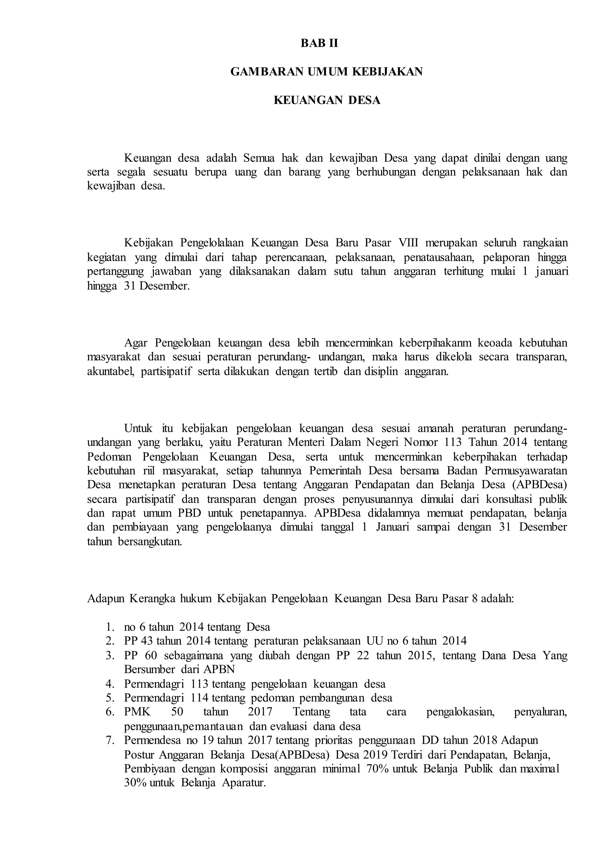 Bab ii gambaran umum kebijakan keuangan desa | DOCX