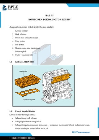Bab iii. modul i komponen pokok motor mesin | PDF
