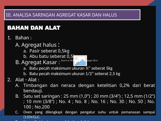 pengujian bahan agregat halus dan kasar untuk beton | PPTX
