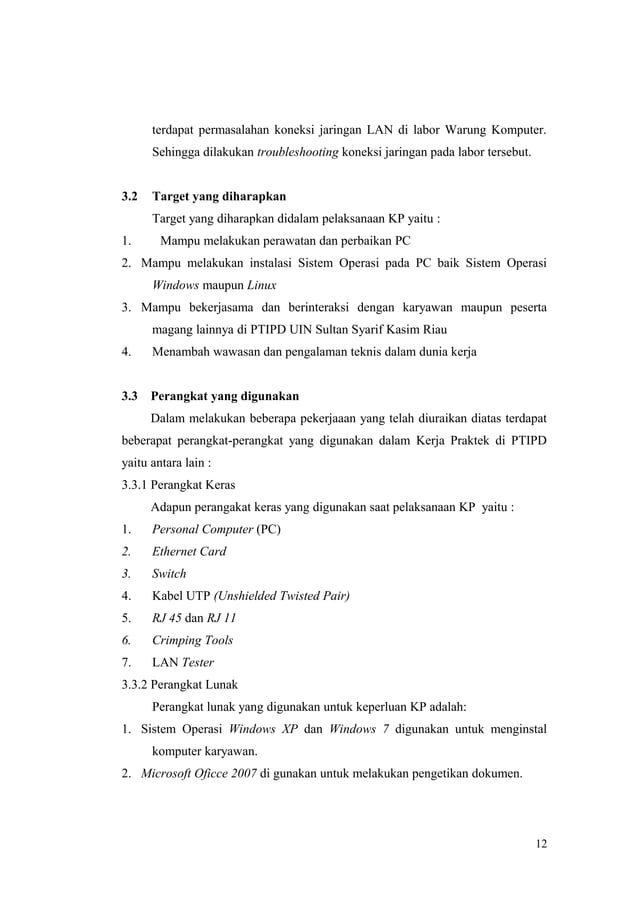 Bab iii bidang pekerjaan kp | DOC