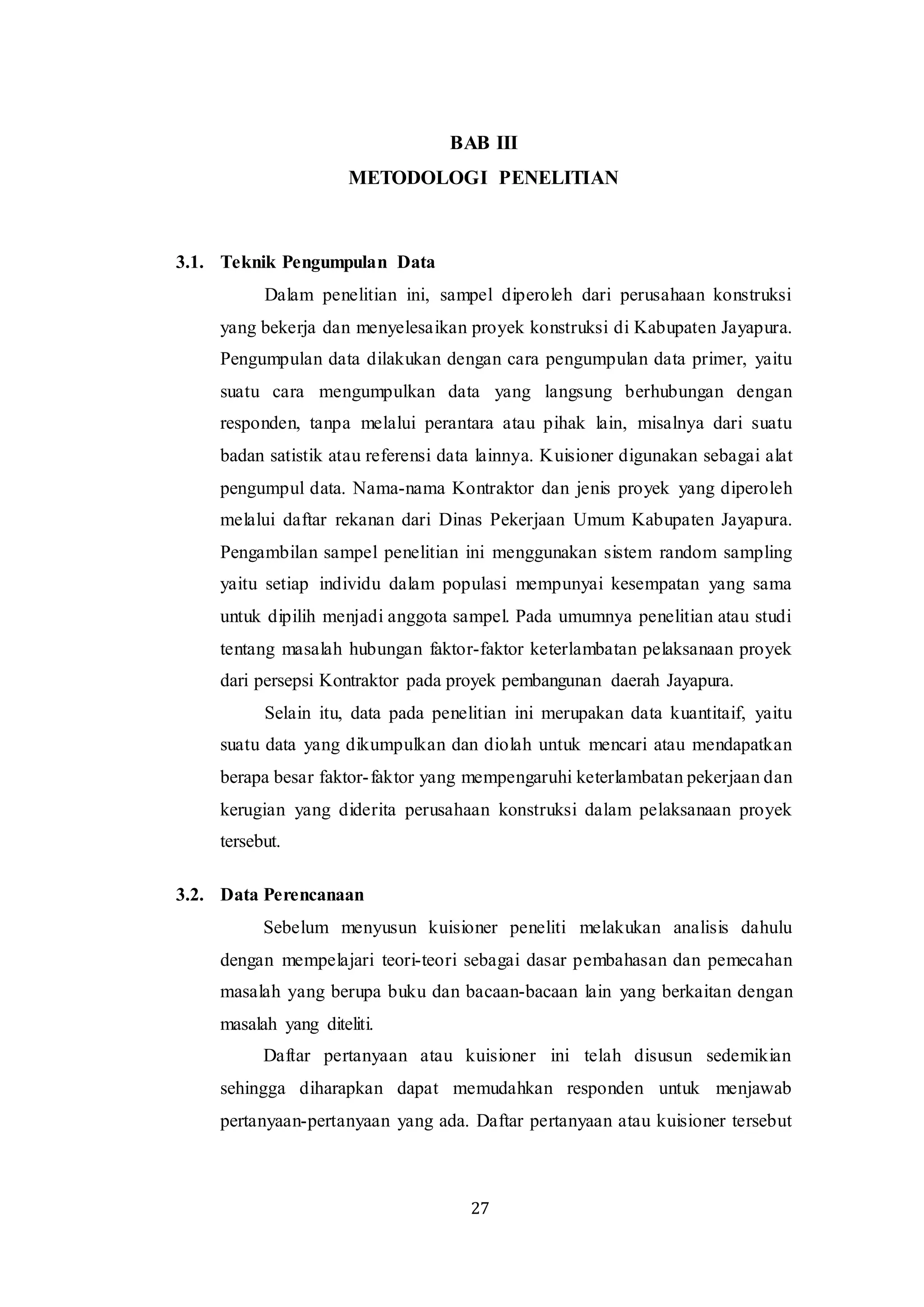 Bab iii metodologi penelitian | PDF