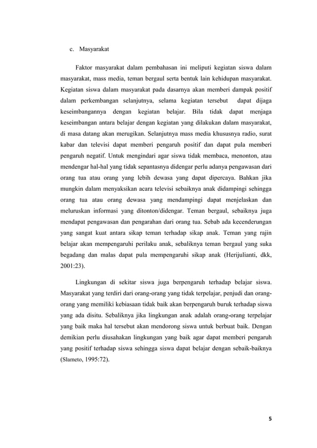 Faktor Eksternal Yang Mempengaruhi Belajar Siswa | DOCX