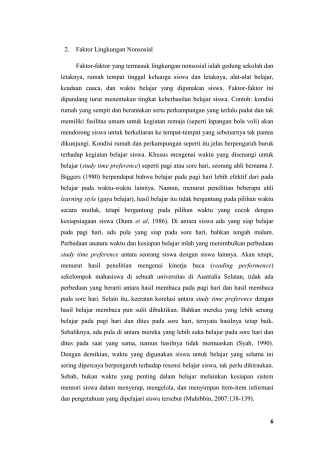 Faktor Eksternal Yang Mempengaruhi Belajar Siswa | DOCX