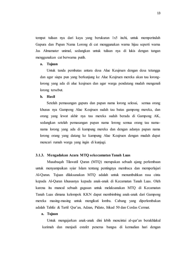 contoh laporan KKN | DOCX