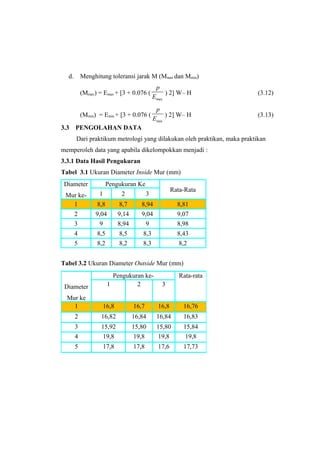 BAB III PENGUKURAN DIAMETER MUR DAN GEOMETRI ULIR | DOC