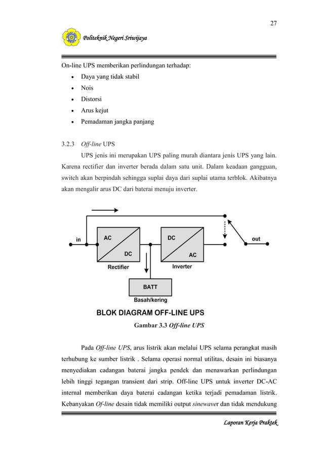 Bab iii sistem kerja ups (uninterruptible power system) pada central control room pabrik 1 b di ...