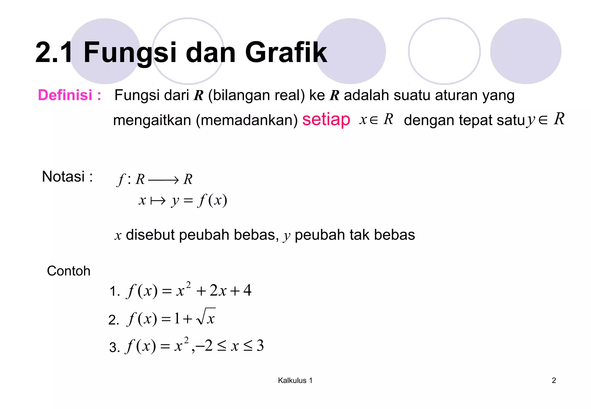 Bab 2 Fungsi ( Kalkulus 1 ) | PPS