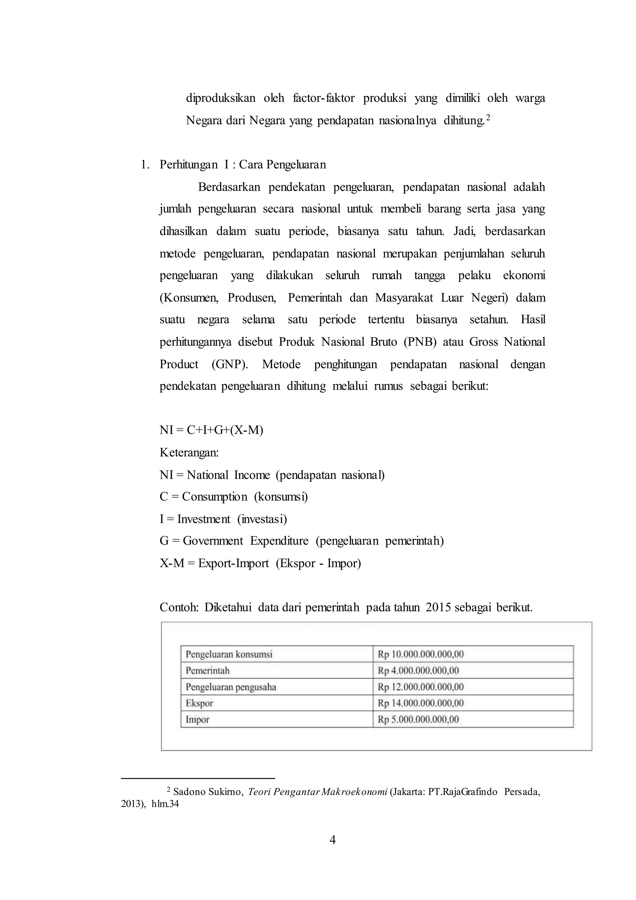 Makalah Perhitungan Pendapatan Nasional | DOCX