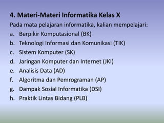Mtaeri Pembelajaran BAB I Informatika Kelas X SMK | PPTX