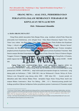 Orang Muna : Asala-Usul, Persebaran Dan Peranannya Dalam Membangun Peradaban Di Kepulauan Muna ...