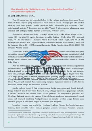 Orang Muna : Asala-Usul, Persebaran Dan Peranannya Dalam Membangun ...