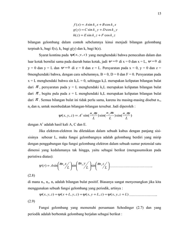 Bab ii pembahasan a. persamaan schrodinger pada gerak partikel b | DOC