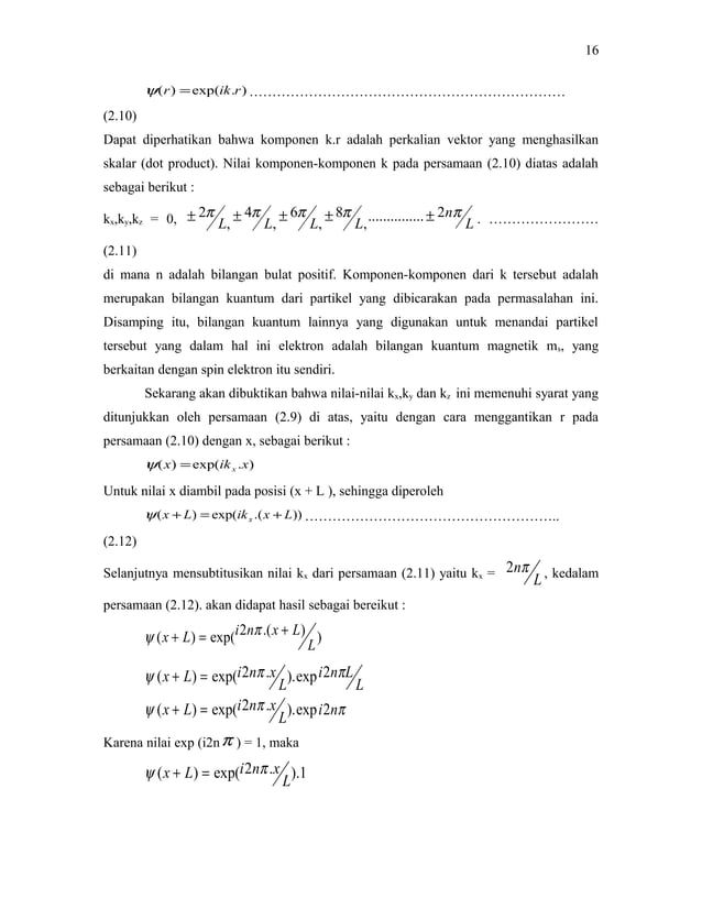 Bab ii pembahasan a. persamaan schrodinger pada gerak partikel b | DOC