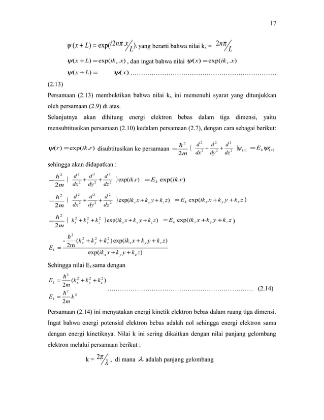Bab ii pembahasan a. persamaan schrodinger pada gerak partikel b | DOC