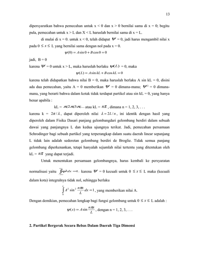 Bab ii pembahasan a. persamaan schrodinger pada gerak partikel b | DOC