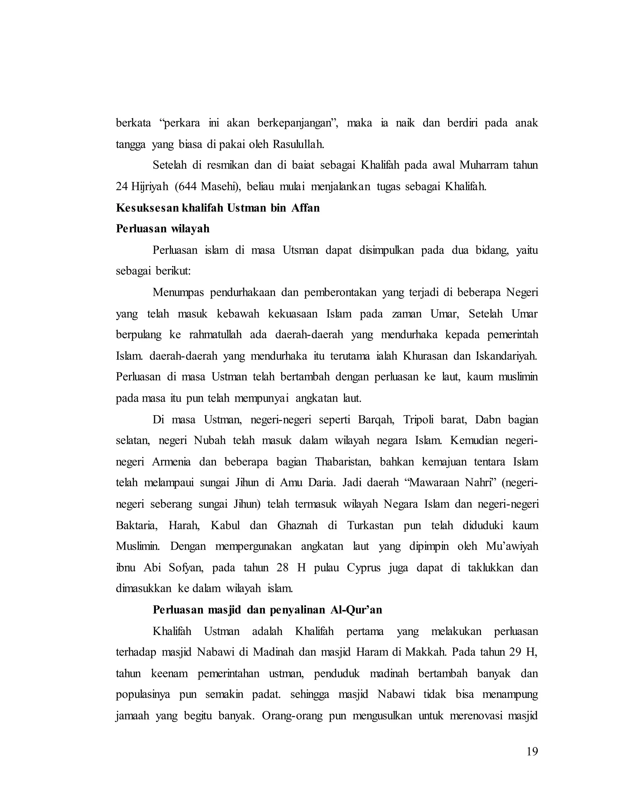 Sistem Pemerintahan Pada Masa Rasulullah SAW dan Khulafaur Rasyidin | DOCX