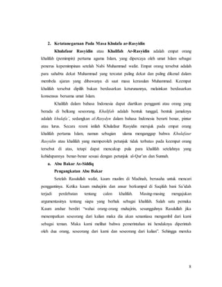 Sistem Pemerintahan Pada Masa Rasulullah SAW dan Khulafaur Rasyidin | DOCX