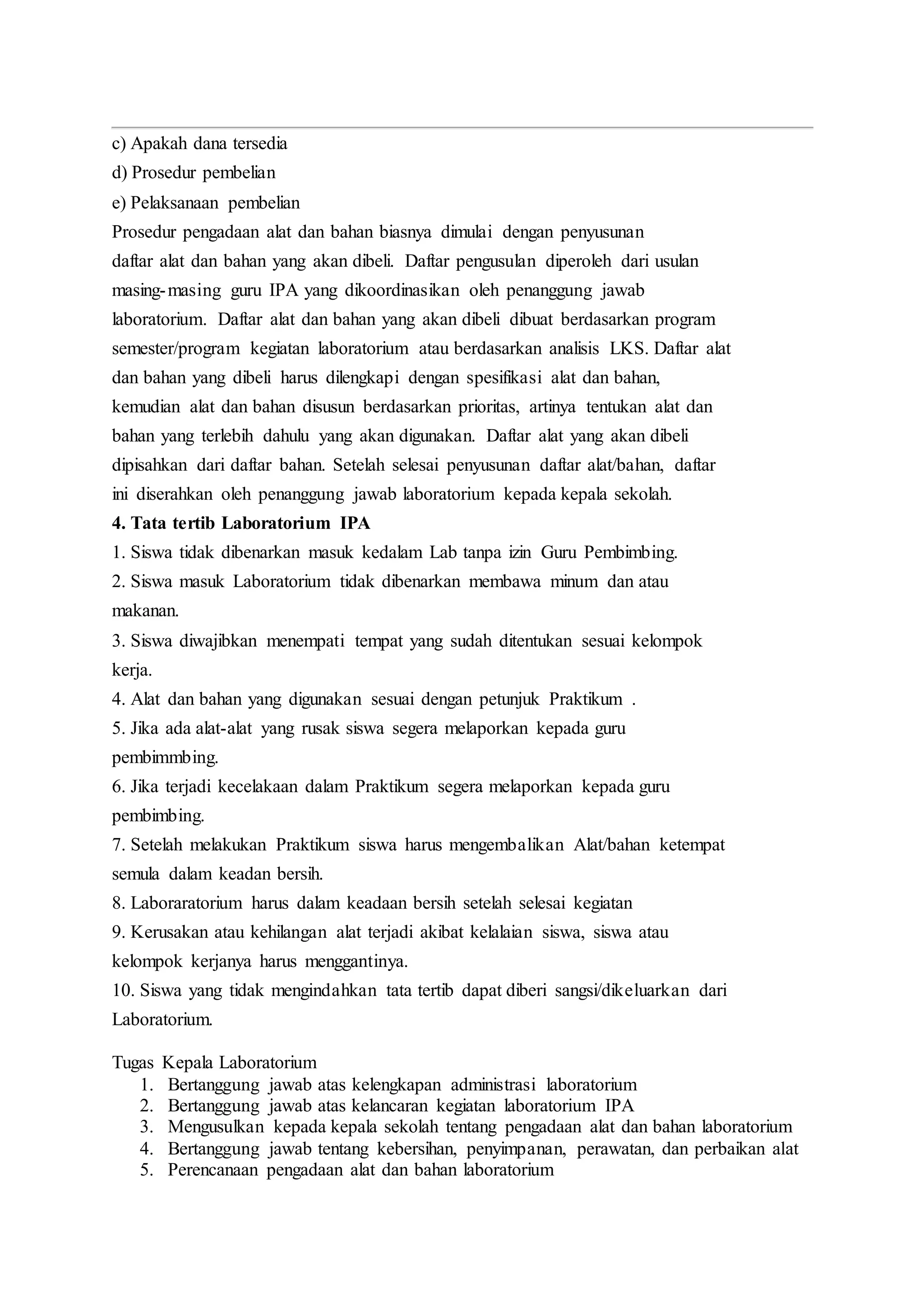 Bab ii rencana kegiatan laboratorium ipa | PDF